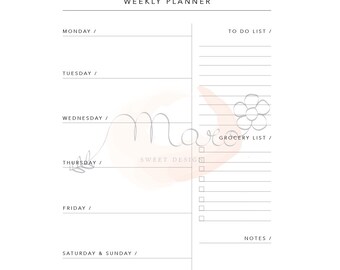 Minimalist Weekly Planner - Etsy