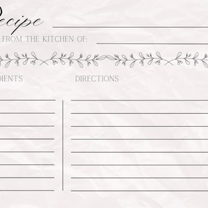 Minimalist Recipe Card Template, Bridal Shower Recipe Card, DIY Recipe ...