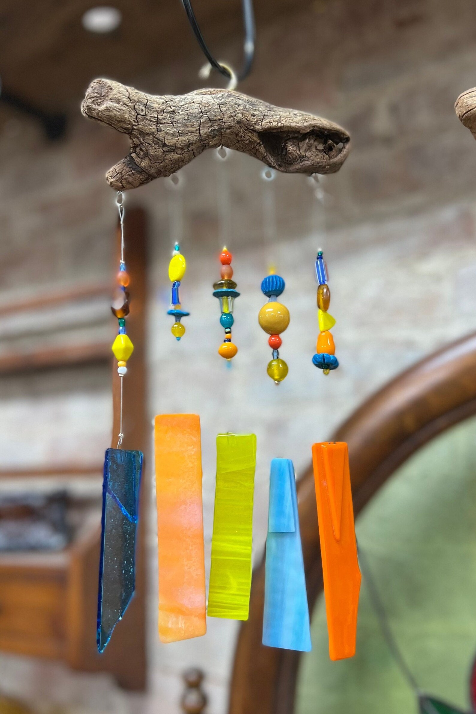 Driftwood Fused Glass Wind Chime - Etsy
