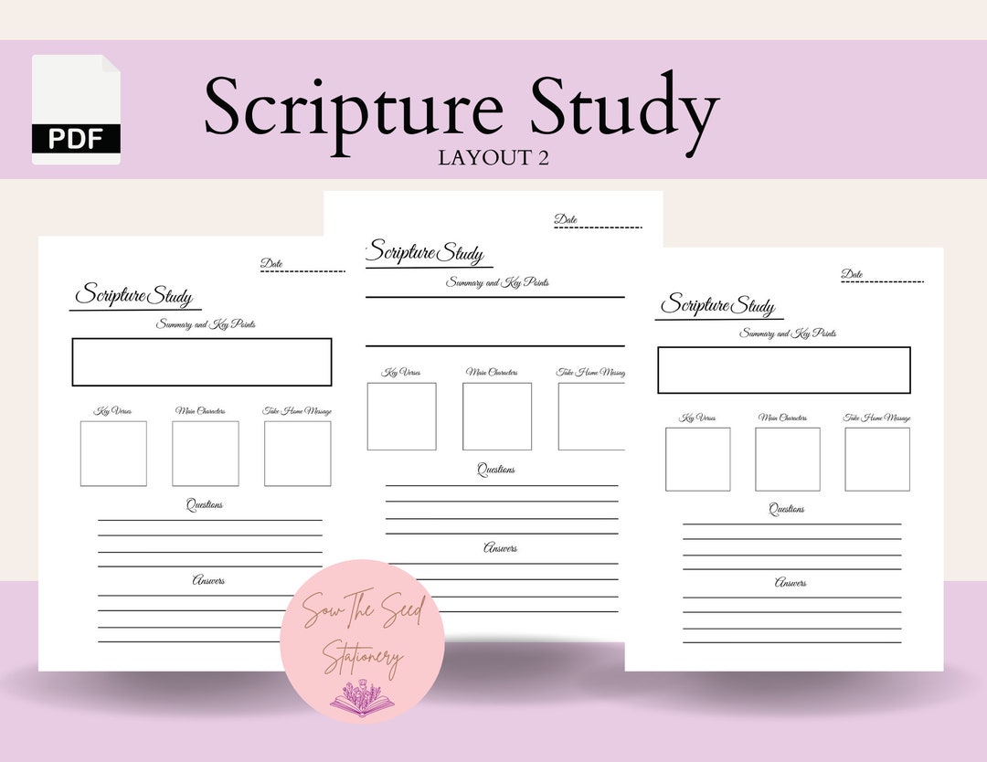 Scripture Study Template, Digital Scripture Study, Printable Scripture ...