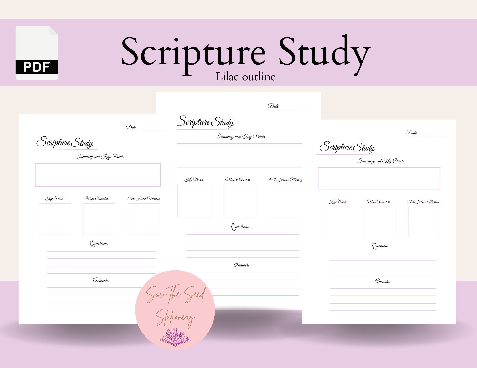 Scripture Study Notes,lilac Outline Scripture Study Pdf, Scripture ...