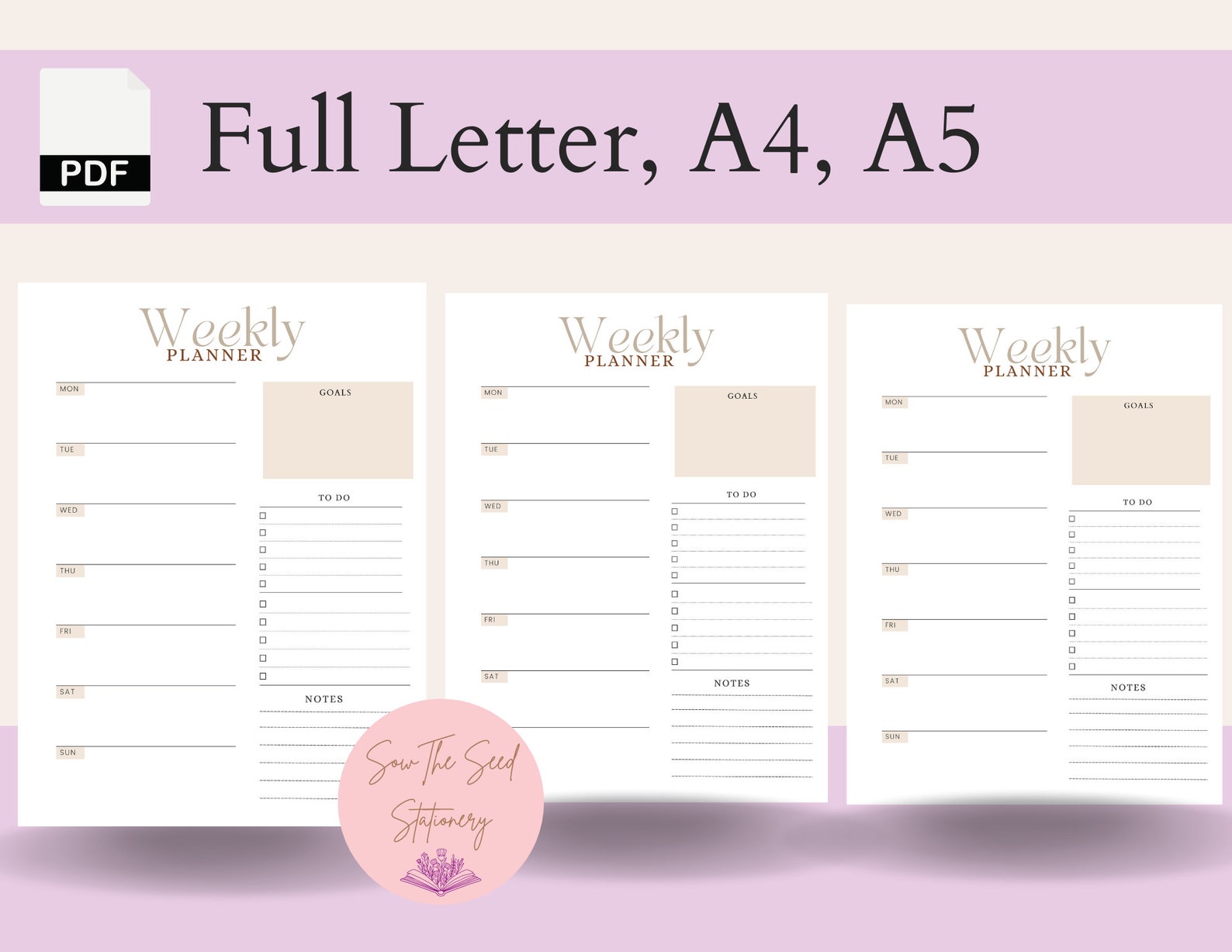 A5 Weekly Planner Printable Weekly Planner Weekly Planner - Etsy