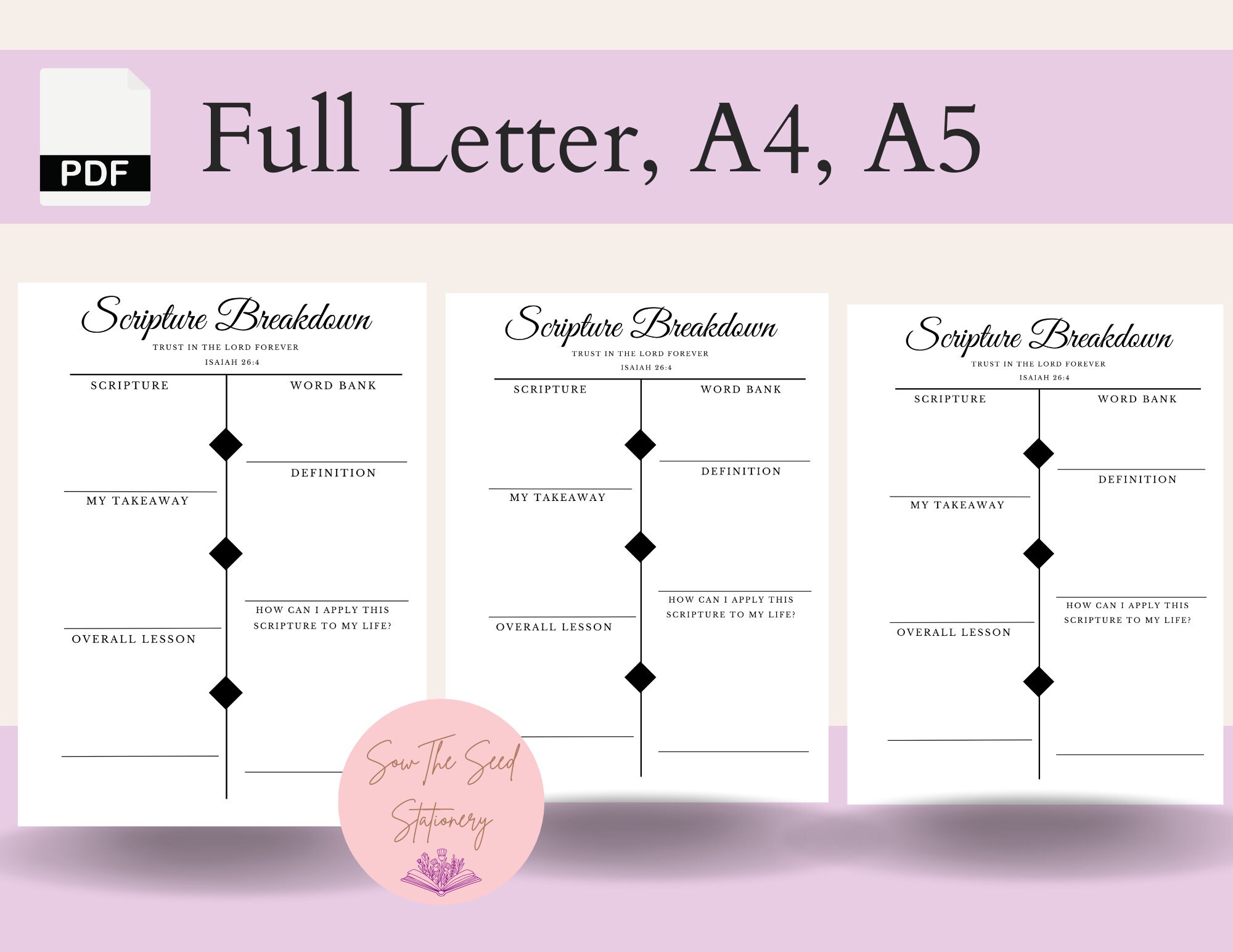 Scripture Study A5 Scripture Study A4 Scripture Study - Etsy