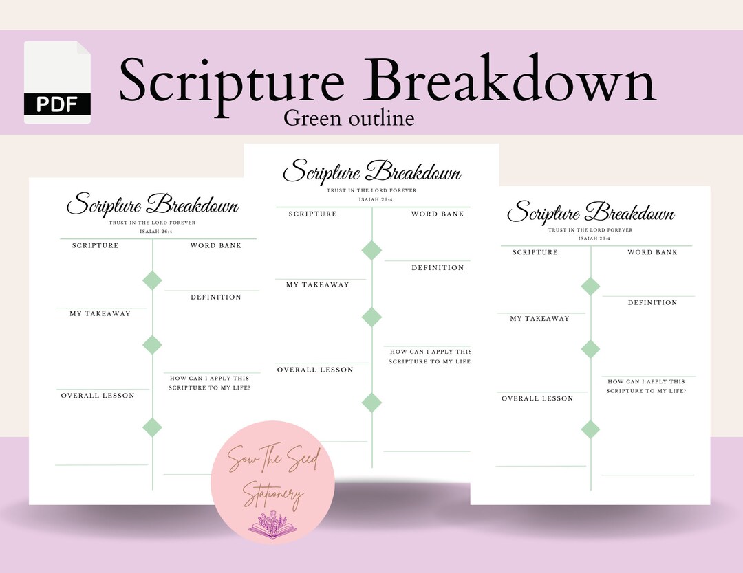 Scripture Breakdown, Green Scripture Study Outline, Scripture Study Pdf ...