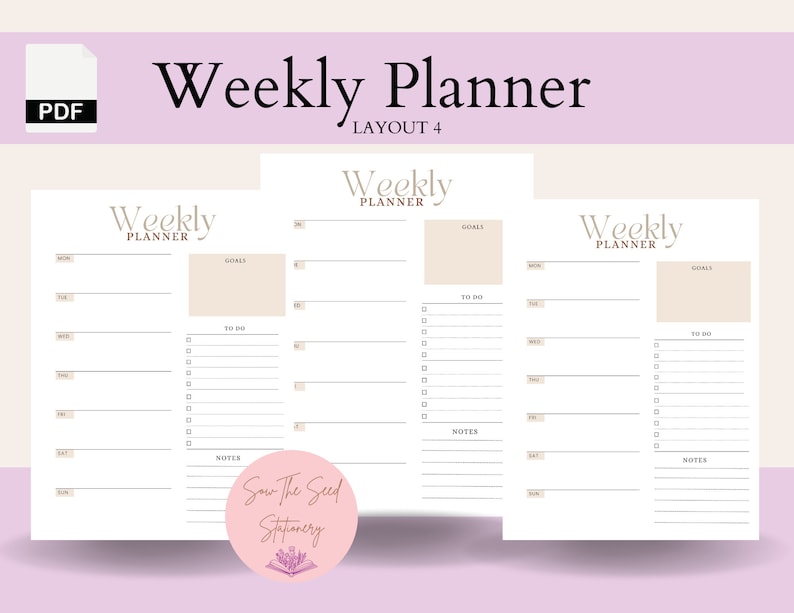 A5 Weekly Planner Printable Weekly Planner Weekly Planner - Etsy