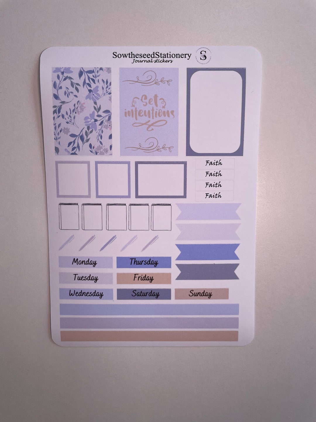 Periwinkle Week Day Sticker Sheet , Faith Stickers, Journaling Stickers ...