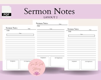 Sermon Notes, Printable at Home Notes, Bible Study Notes, Digital ...