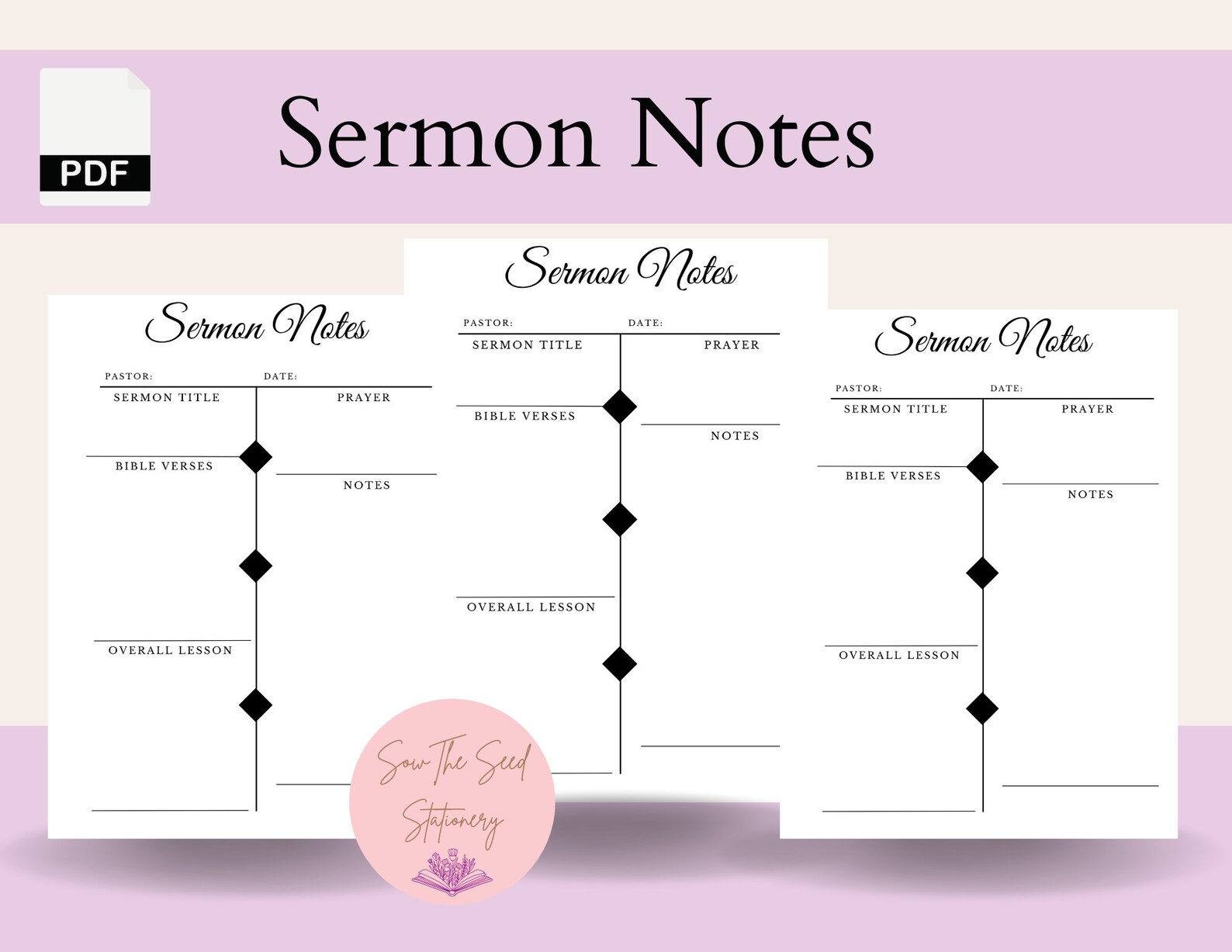 Sermon Notes, Digital Sermon Notes, Sermon Notes A4, A5, Full Letter ...