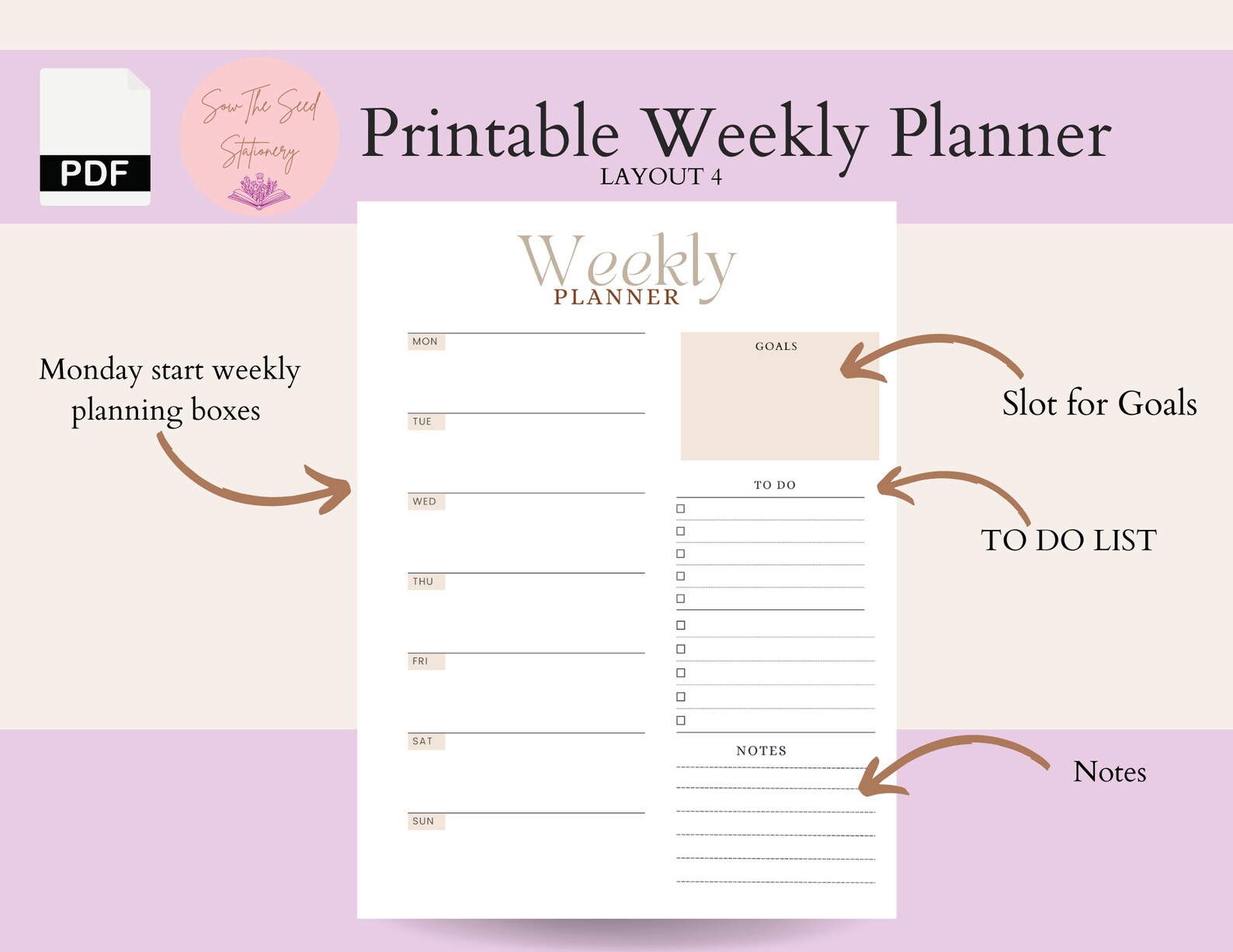 A5 Weekly Planner Printable Weekly Planner Weekly Planner - Etsy