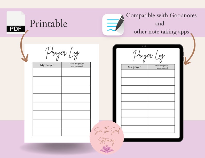 Prayer Log, Printable Prayer Log, Daily Prayer, A5, A4, Full Size ...