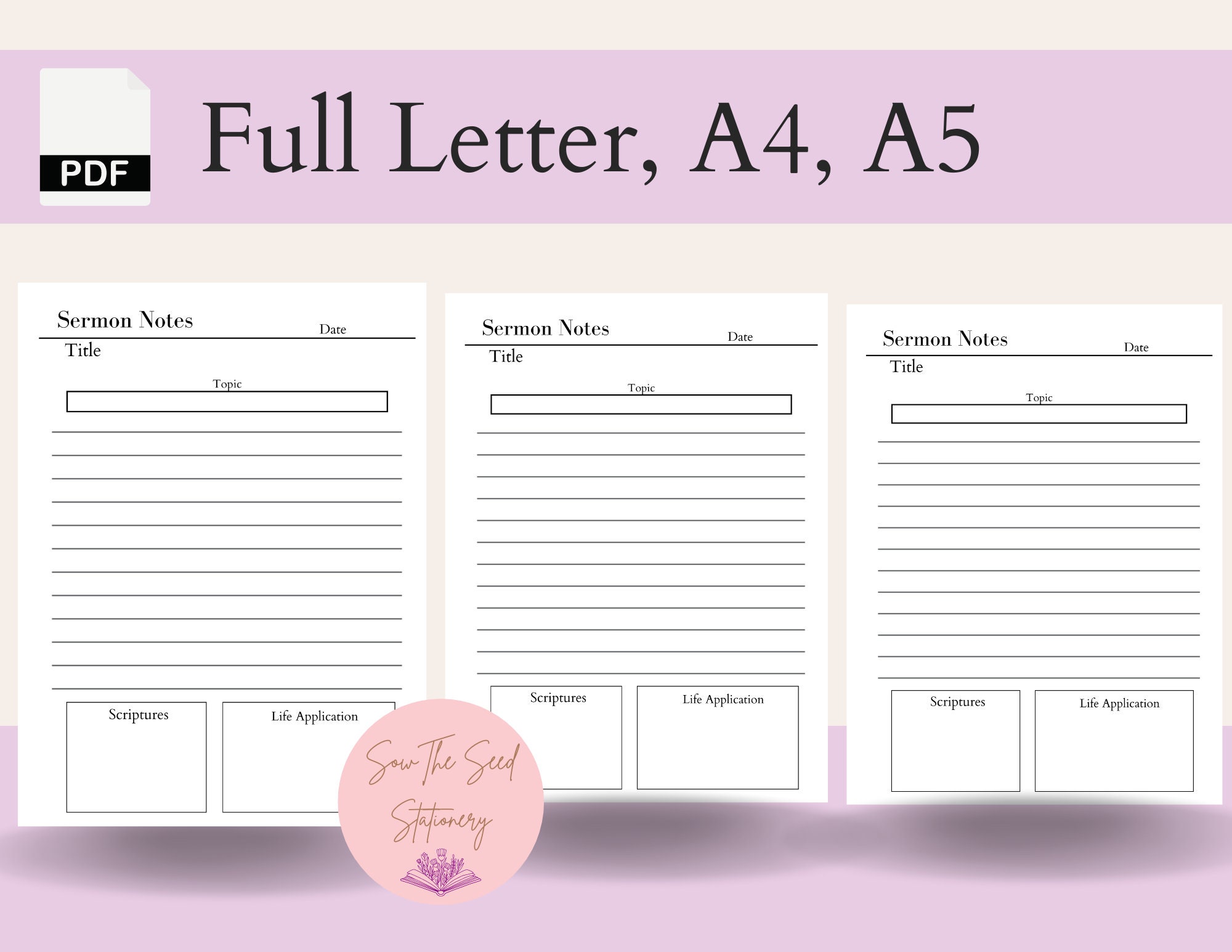 Sermon Notes, Sermon Notes Pdf, Printable Notes, Digital Sermon Notes ...