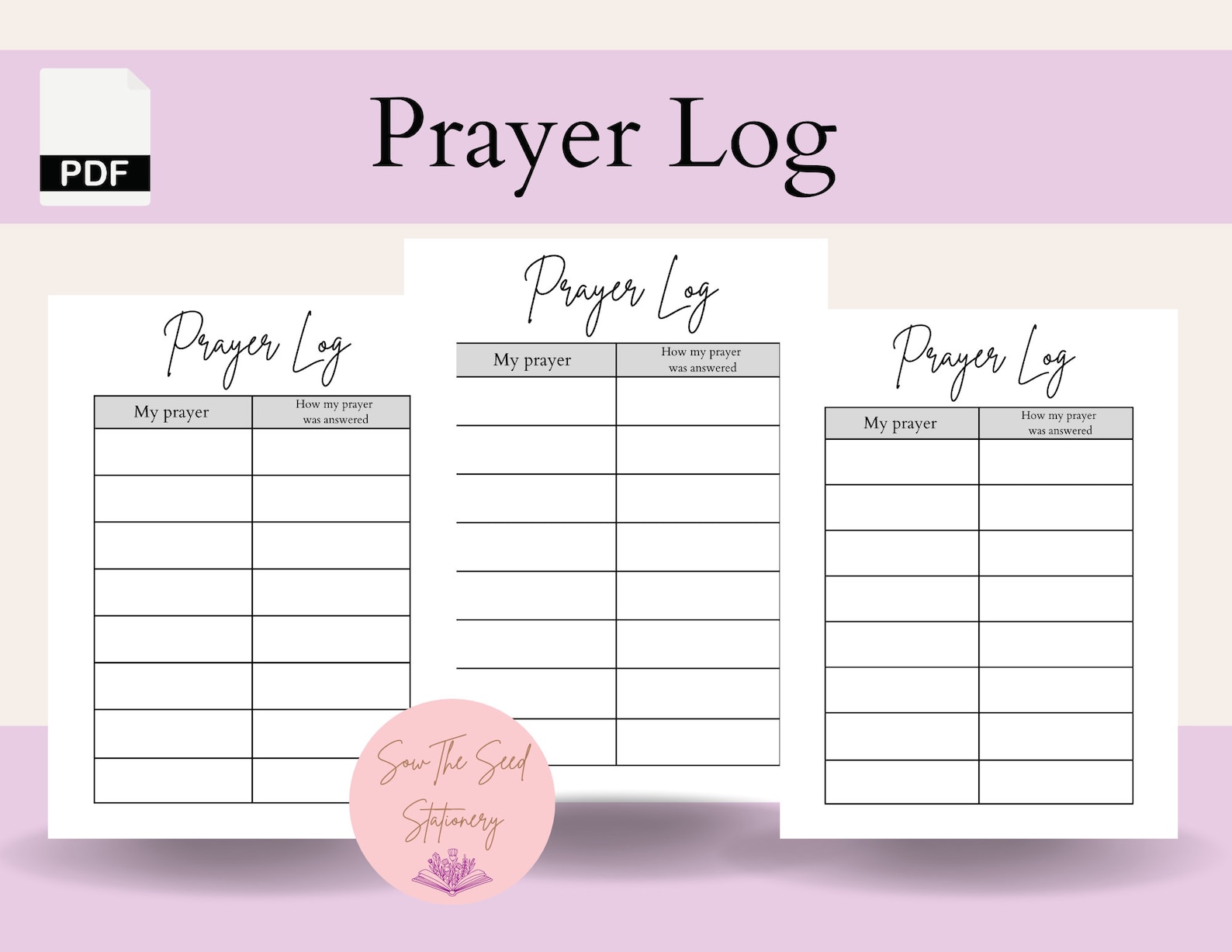 Prayer Log, Printable Prayer Log, Daily Prayer, A5, A4, Full Size ...