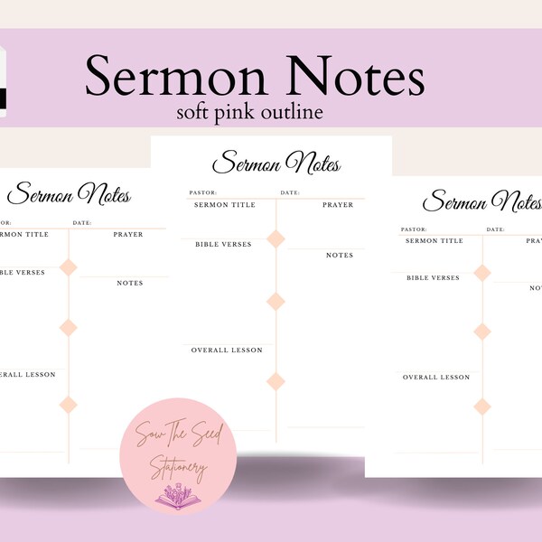 Sermon Outline Template - Etsy