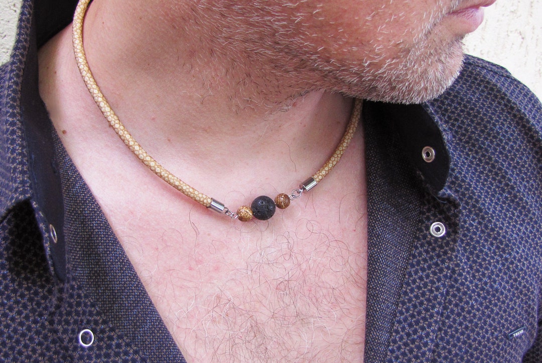 Mens Leather Choker Necklace Male Jewelry String Choker - Etsy