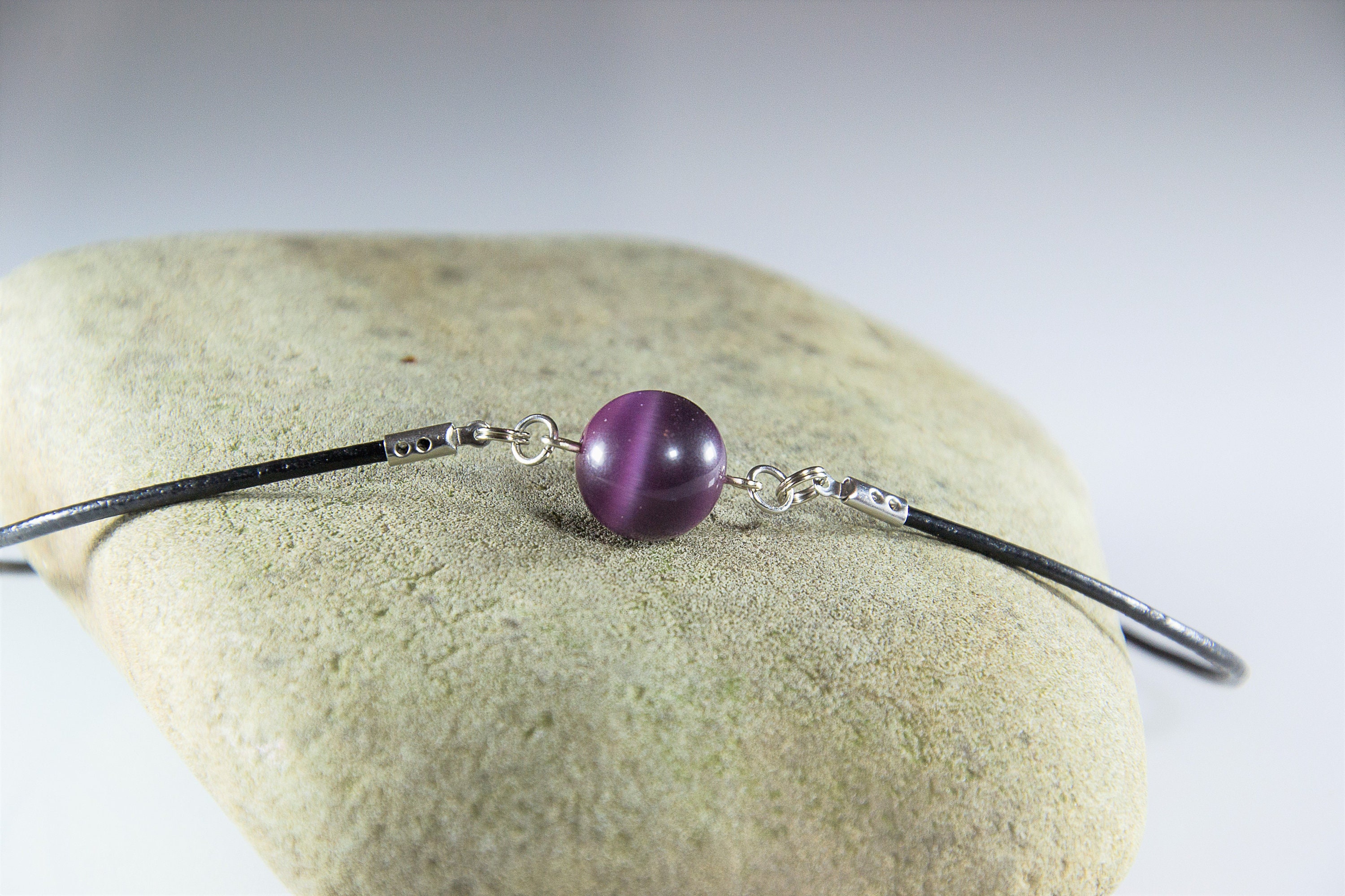 GOTHIC CATS EYE Collar Purple Day Collar Gemstone Fidget - Etsy