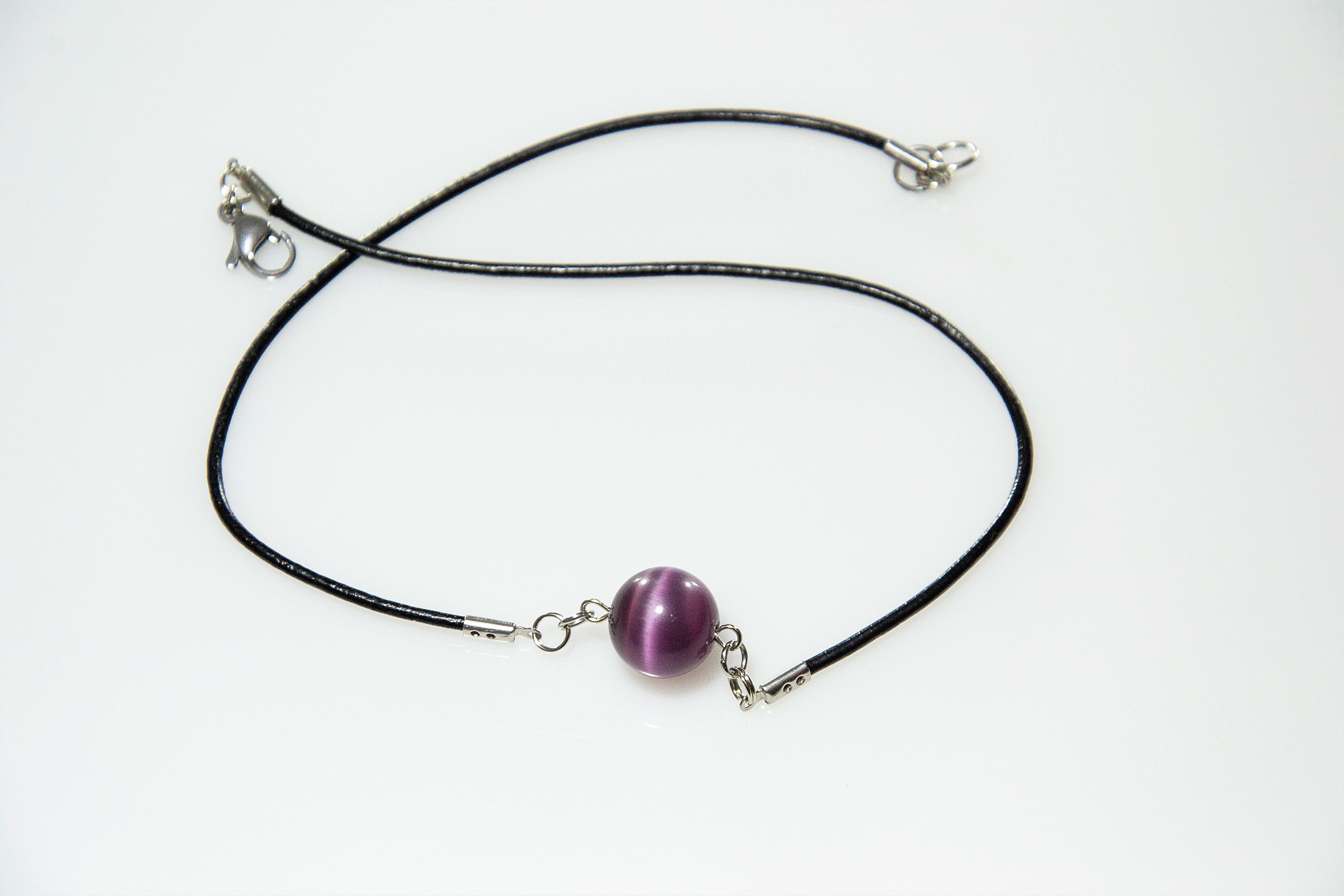 GOTHIC CATS EYE Collar Purple Day Collar Gemstone Fidget - Etsy
