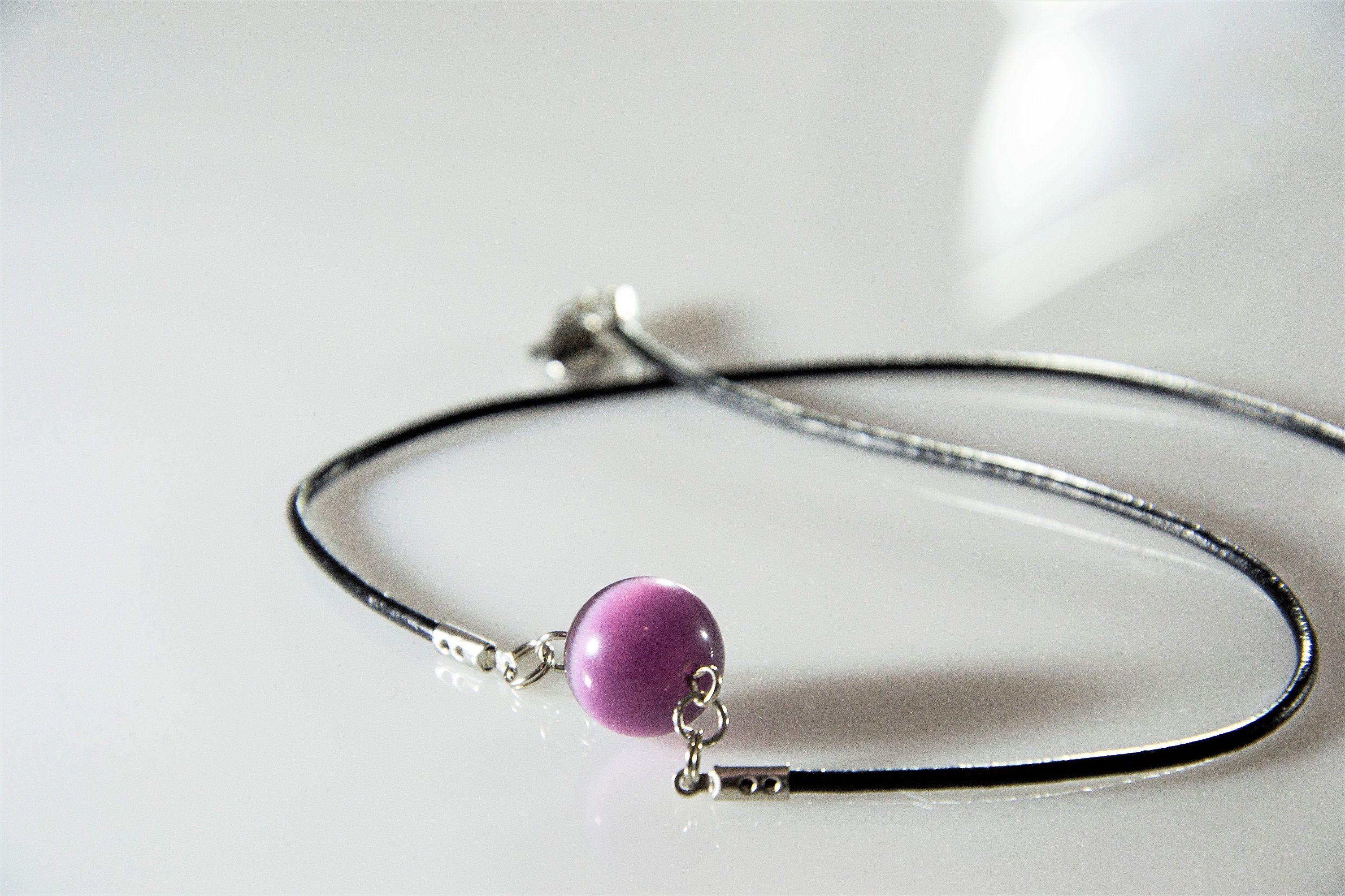 GOTHIC CATS EYE Collar Purple Day Collar Gemstone Fidget - Etsy