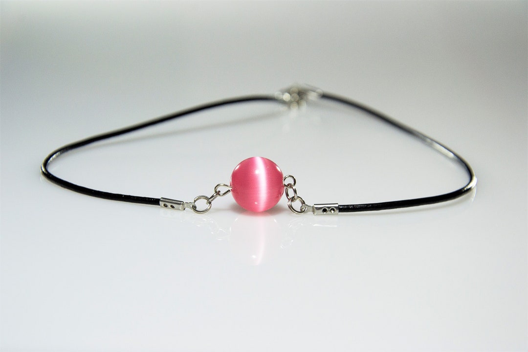 PINK DISCREET DAY Collar, Gothic Cats Eye Collar, Fidget Chrysoberyl ...