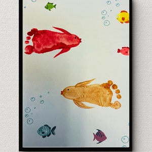 Fish Footprint Art, Ocean Footprint Art, Infant Footprint Art, Digital ...