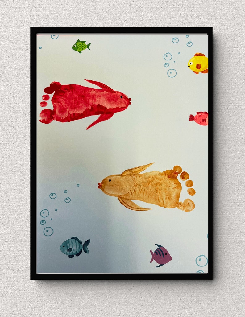 Fish Footprint Art, Ocean Footprint Art, Infant Footprint Art, Digital ...