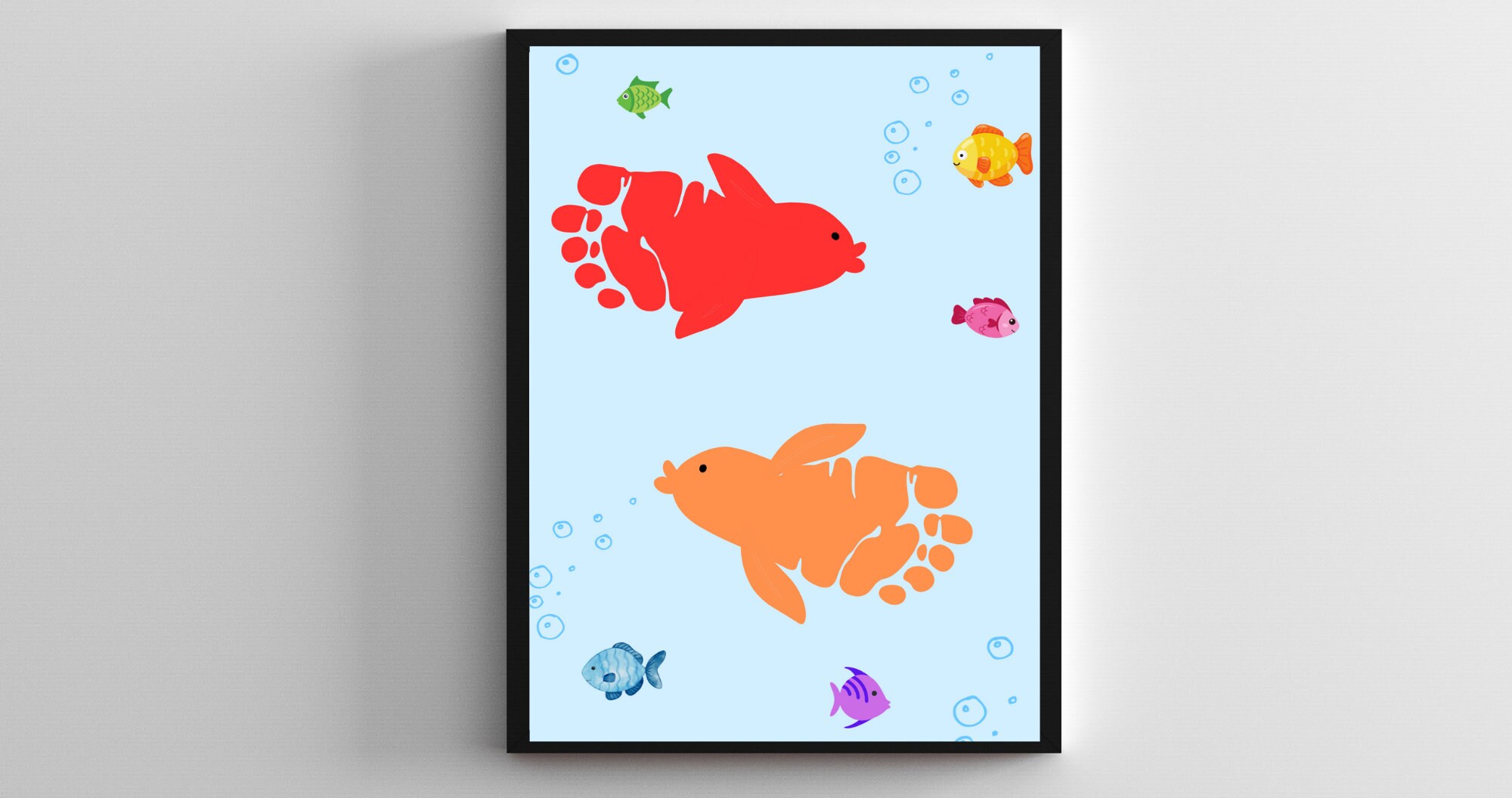 Fish Footprint Art, Ocean Footprint Art, Infant Footprint Art, Digital ...