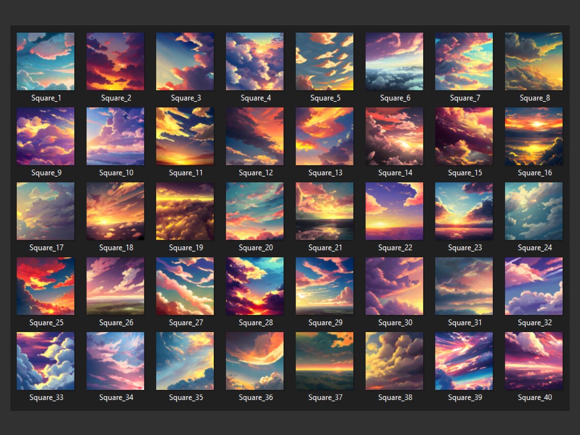 100 HD Anime Sky Backgrounds, Anime Sky Textures, Background Bundle ...
