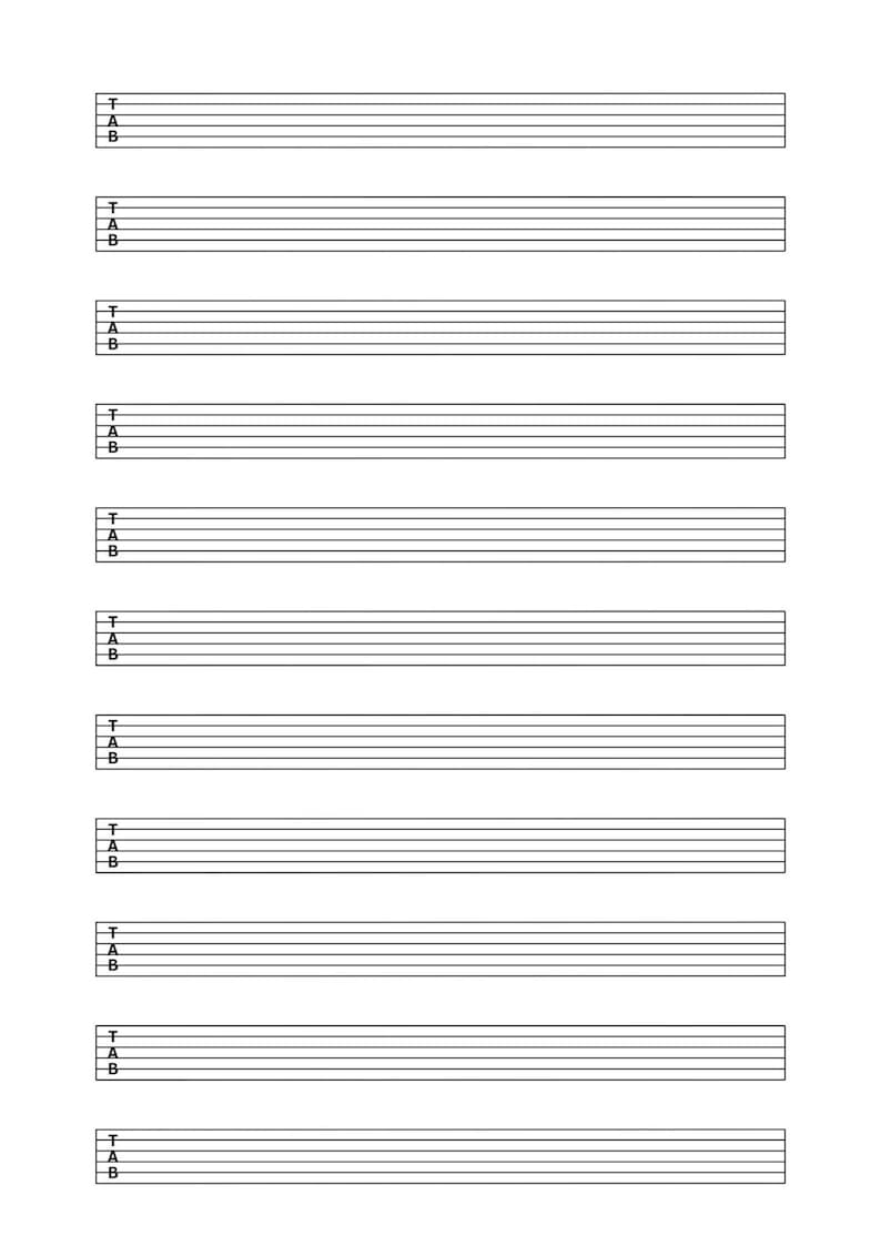 Blank Guitar Tab Sheet, Printable, Guitar Tab Paper - Etsy