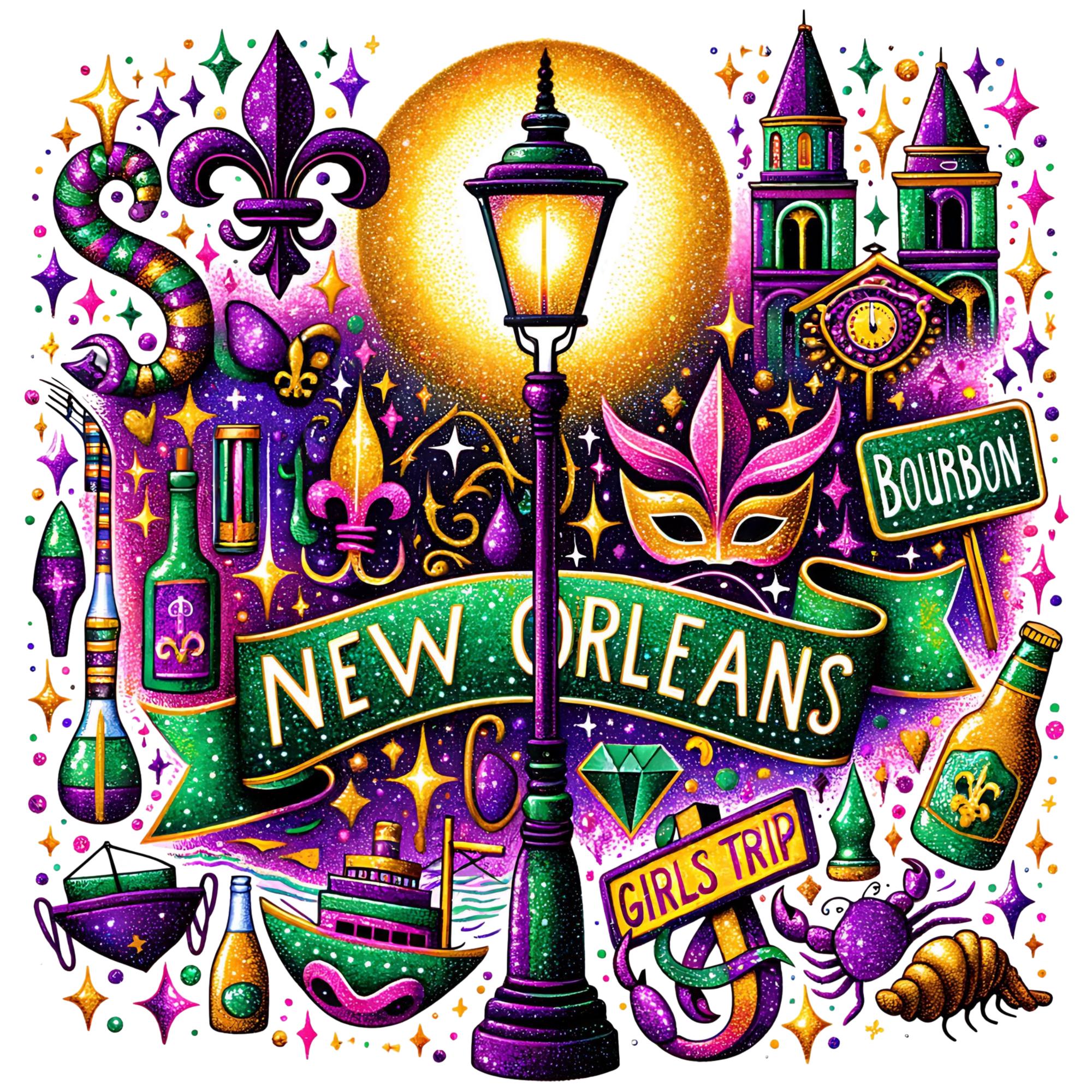 New Orleans, NOLA Png, New Orleans Girls Trip PNG, Mardi Gras Design ...