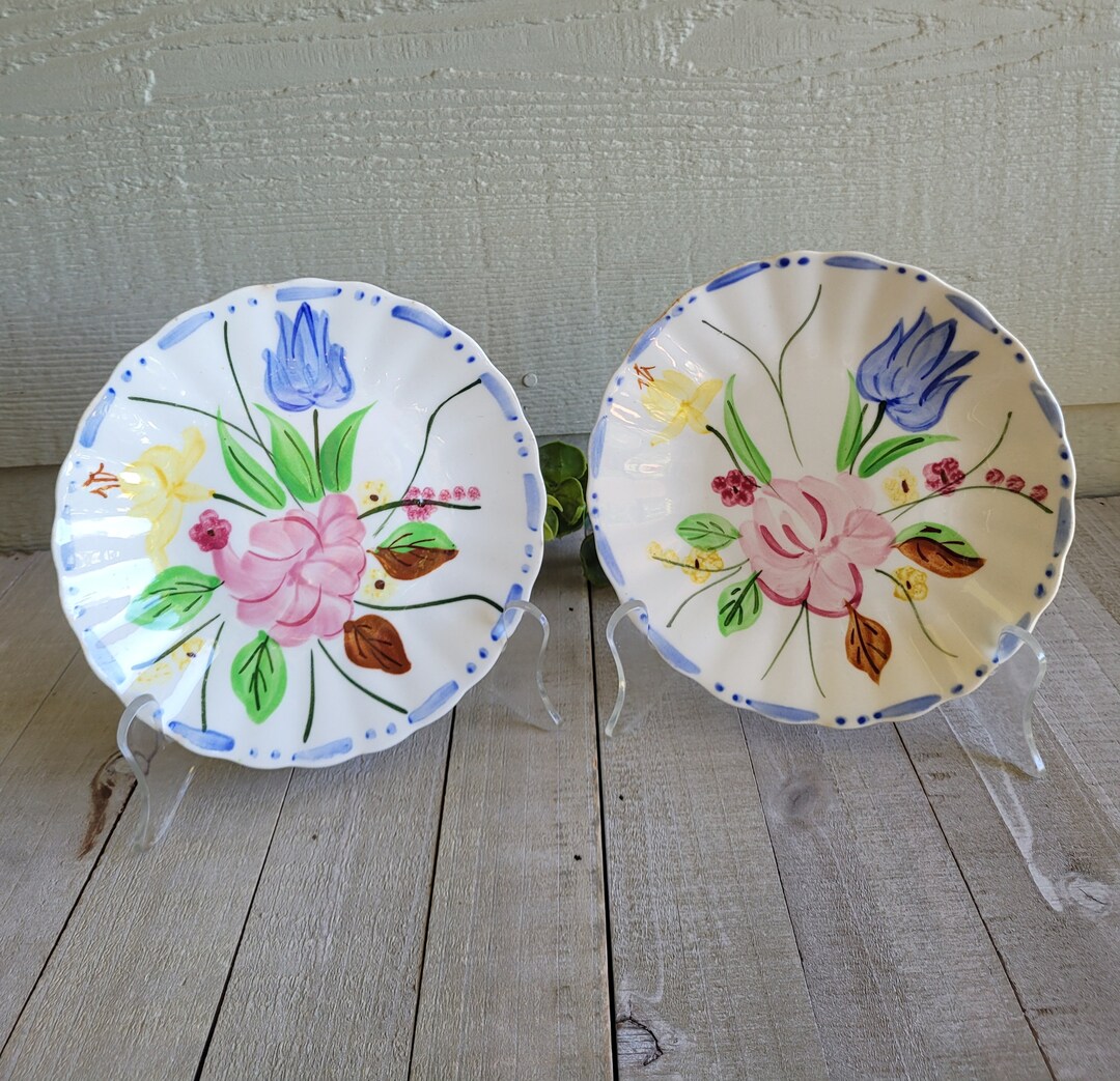 Vintage Blue Ridge Pottery Dessert Plates: Waltz Time Floral Pattern ...