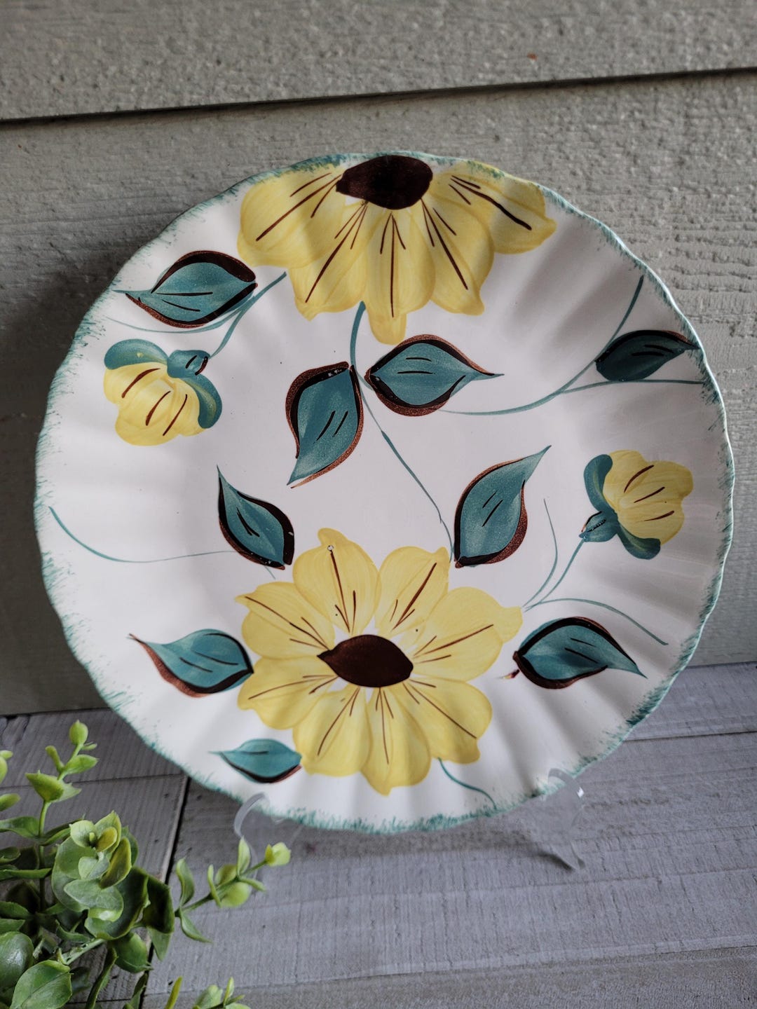 Vintage Blue Ridge Pottery 10.25" Dinner Plate- Sunfire Teal Pattern on ...