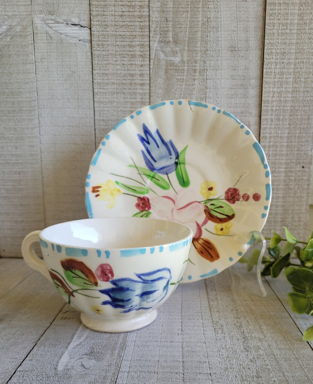 Vintage Blue Ridge Pottery Teacup and Saucer in Popular Waltz Time ...