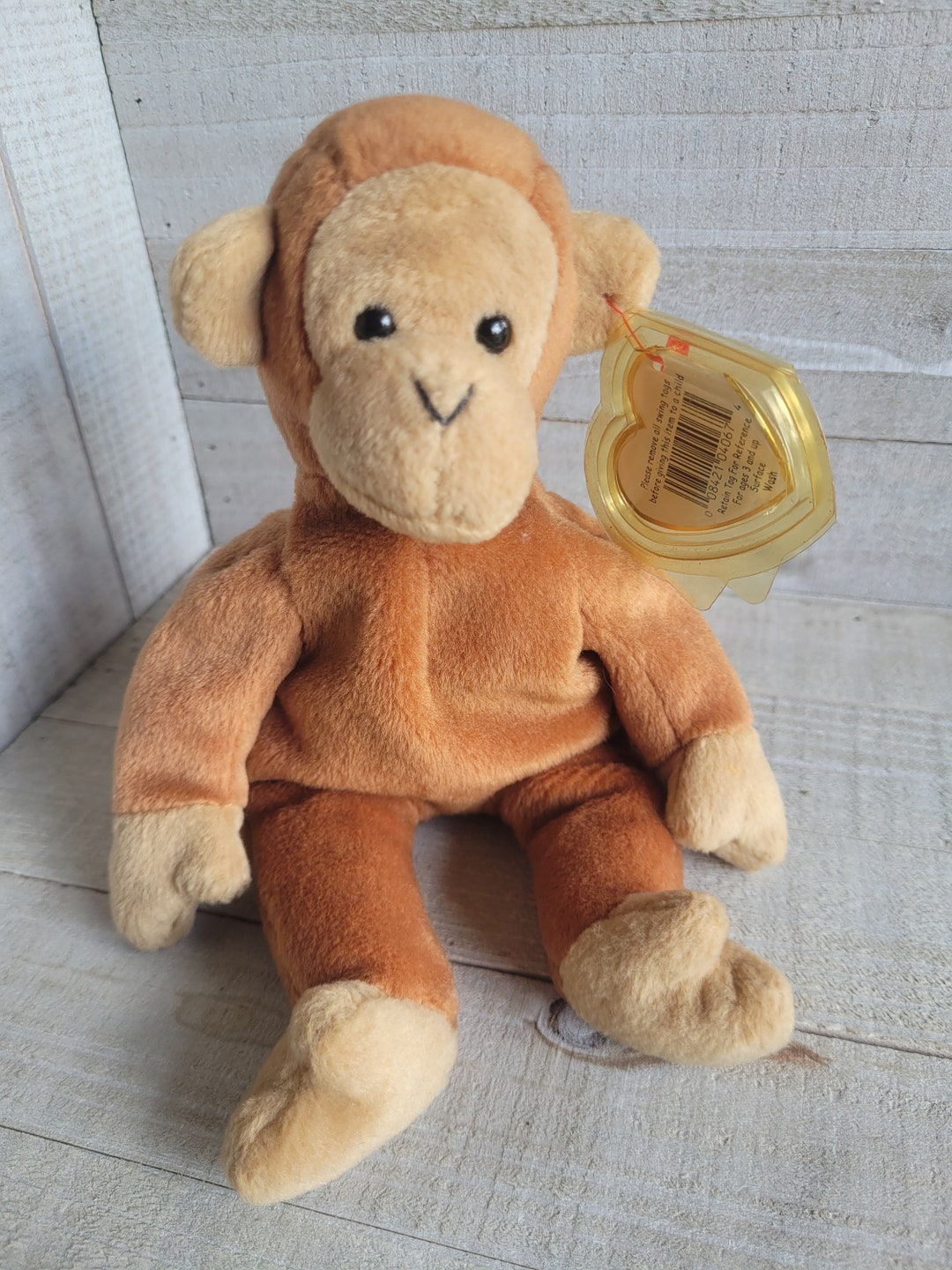 Ty Beanie Babies Monkey- "bongo" Retired, PVC Pellets and Has Tan Tail ...