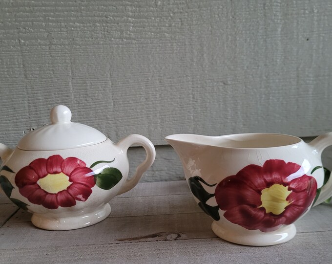 Vintage Blue Ridge Pottery Cream and Sugar Set in the Red Nocturne ...