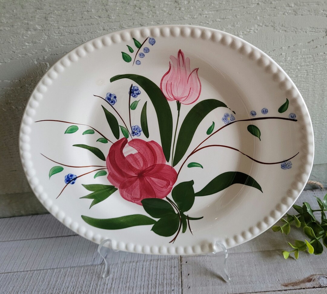 Vintage Blue Ridge Pottery Serving Platter With Meat Well in Bluebell ...