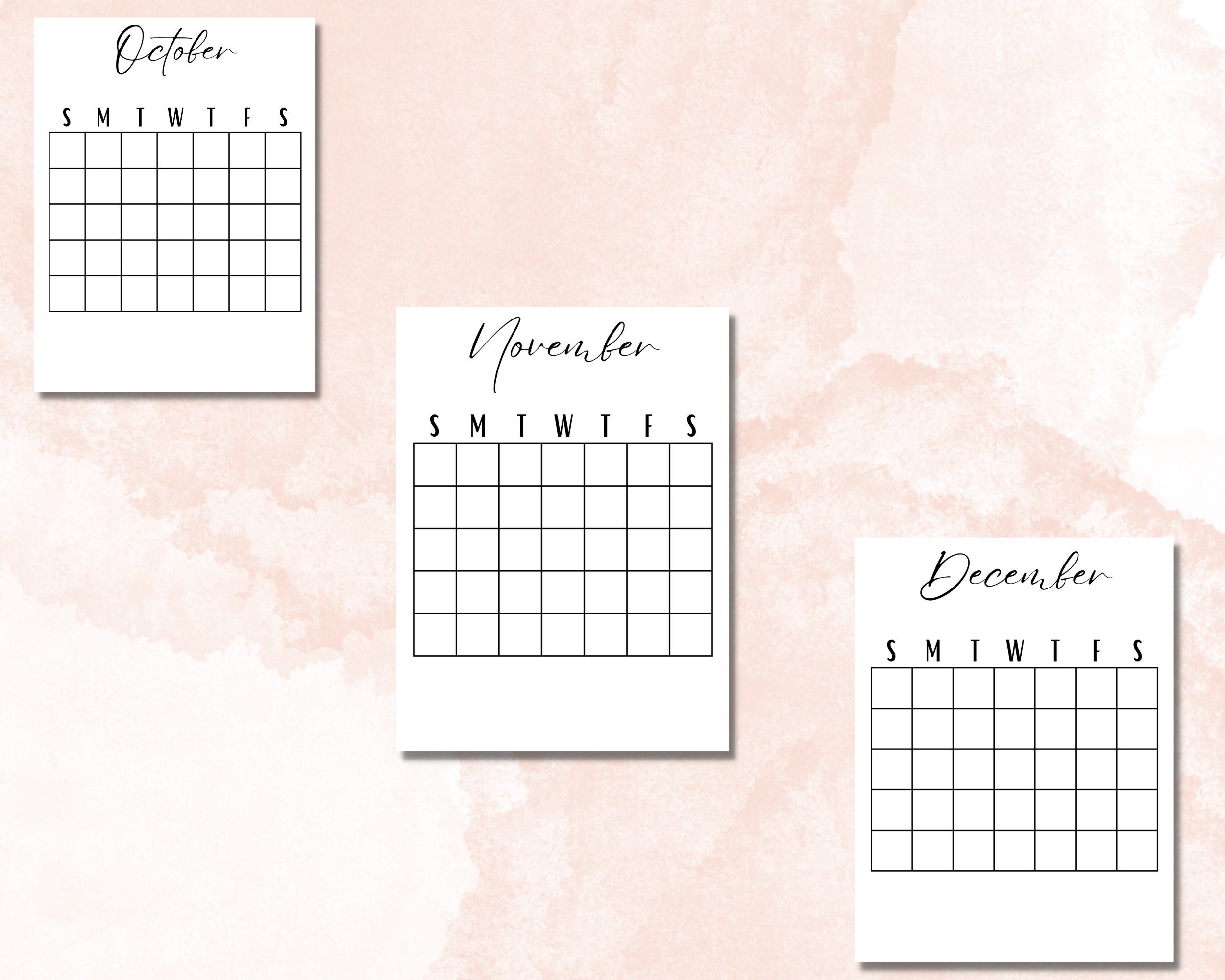 12 Month Digital Calendar - Etsy