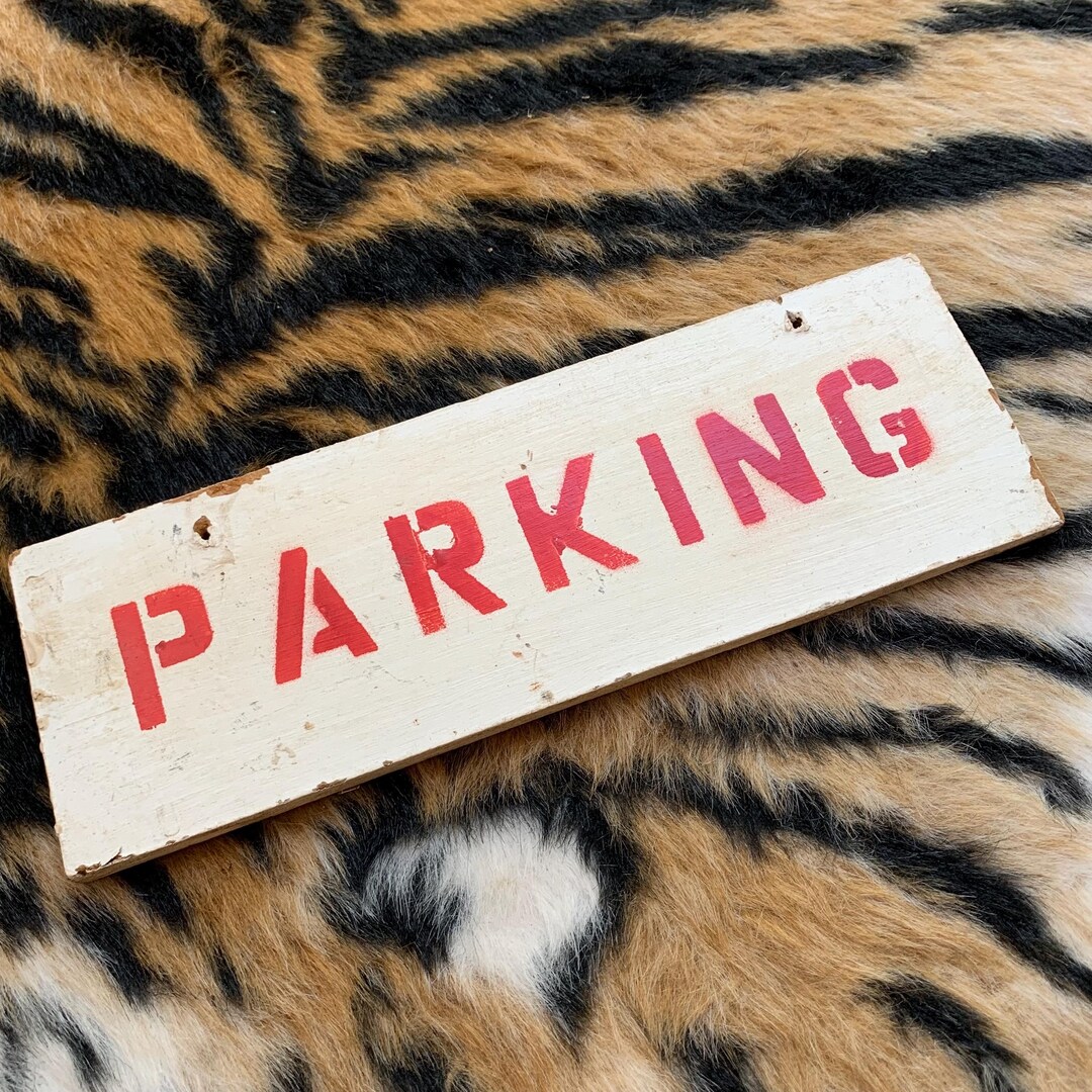 Vintage Rectangular Hanging PARKING Hand Painted Street Sign Wood Panel ...