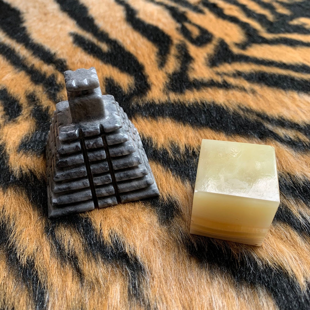 Vintage Hand Carved Granite Stone Mystic Mayan Temple & Square Marble ...