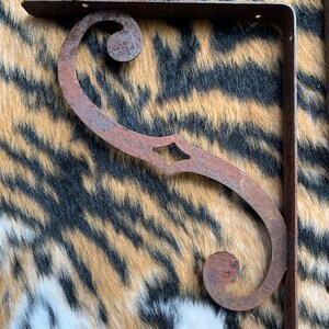 Set of 2 Large Vintage Ornamental Scroll Wrought Iron Metal Brackets ...