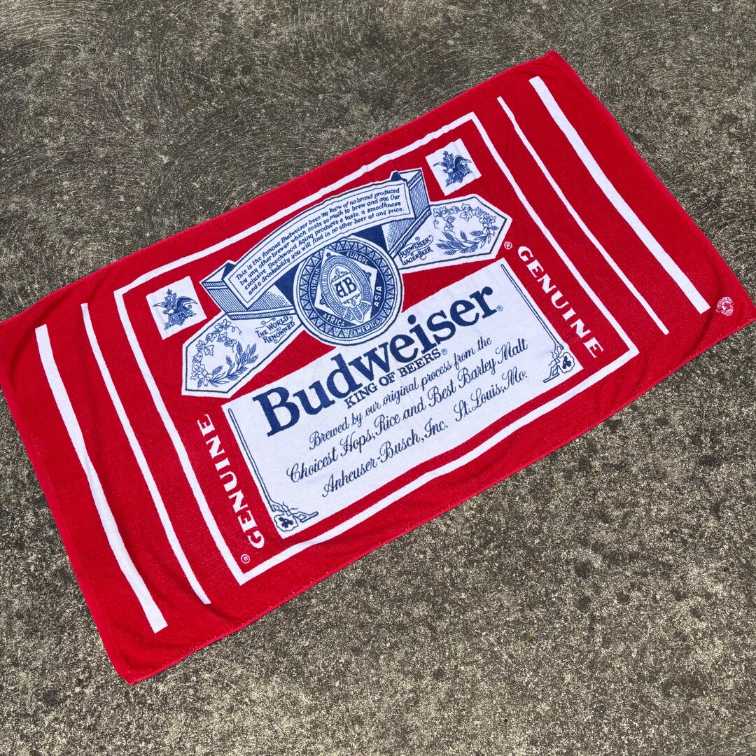 Vintage 1970’s BUDWEISER Beer Bottle Label Beach Towel 51 X 28 Inches ...