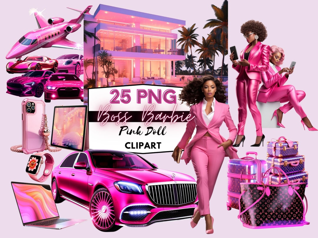 Black Barbie Clipart Boss Barbie Afro Pink Doll Transparent - Etsy UK