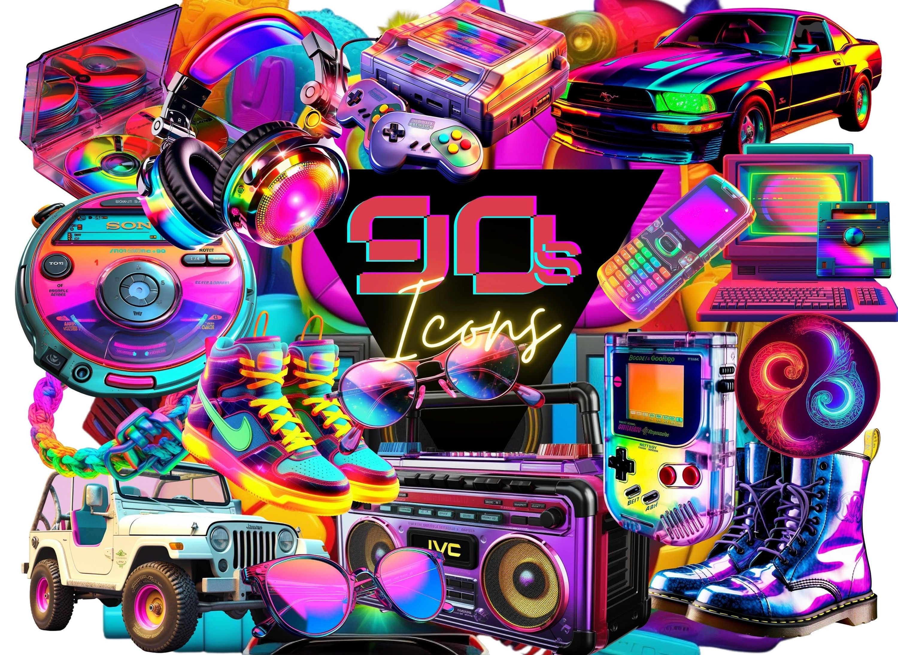 90s Clipart 25 PNG High Res Images Nostalgia Clip Art - Etsy