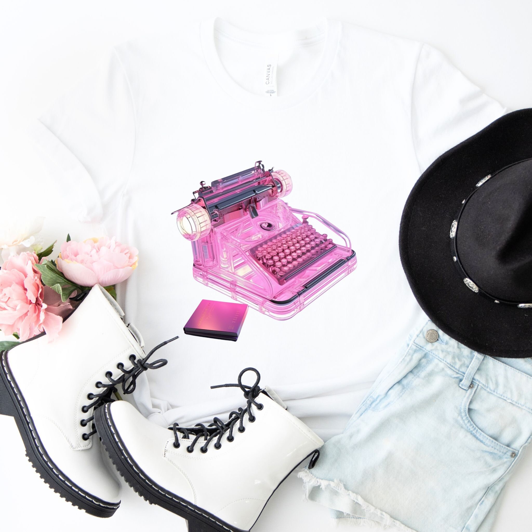 Pink Typewriter Barbie Clipart High Res Image Nostalgia - Etsy