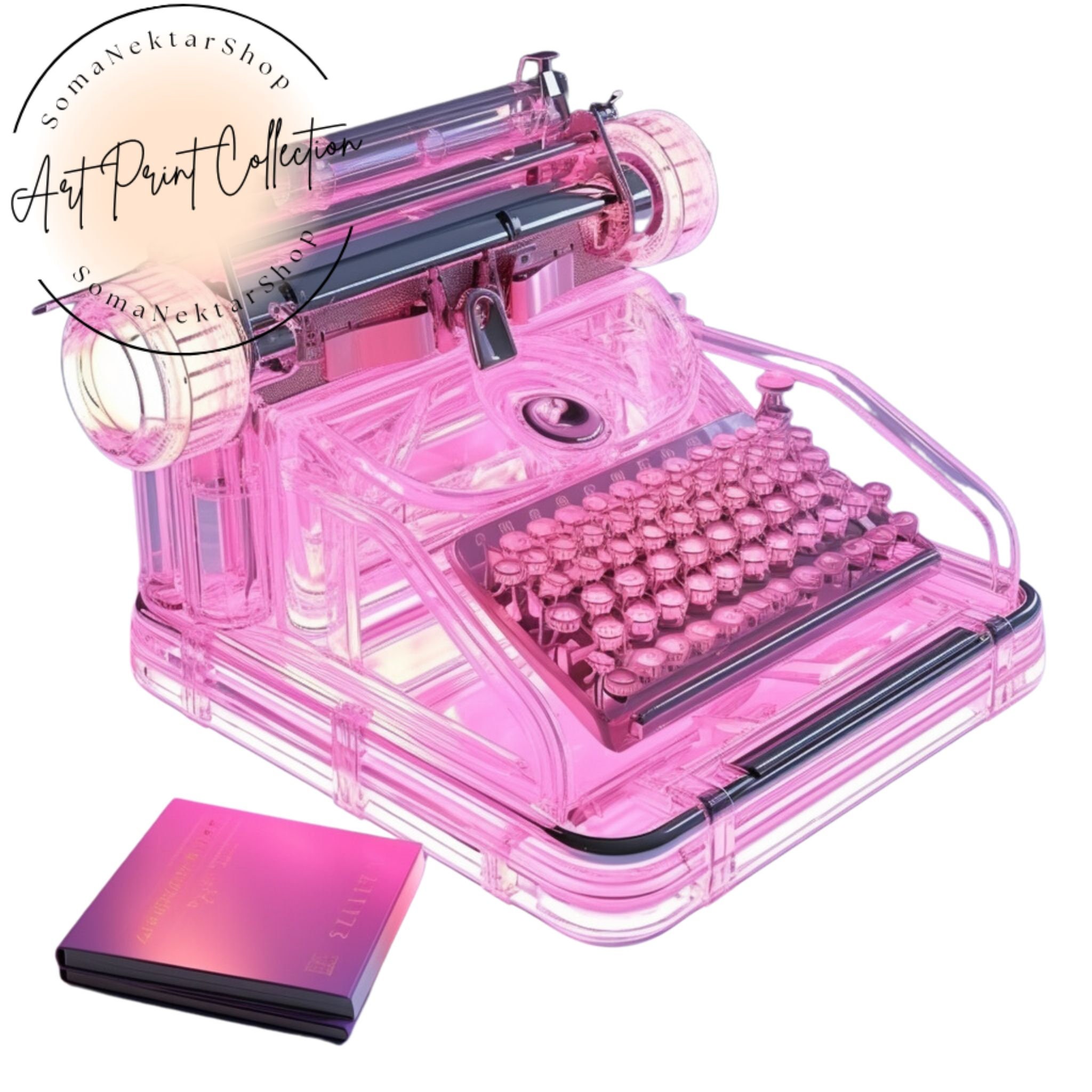 Pink Typewriter Barbie Clipart High Res Image Nostalgia - Etsy