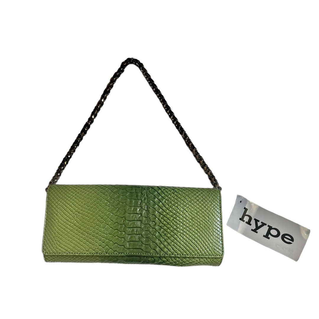 Hype Mandalay Croc Embossed Genuine Leather Silver Chain Shoulder Bag ...
