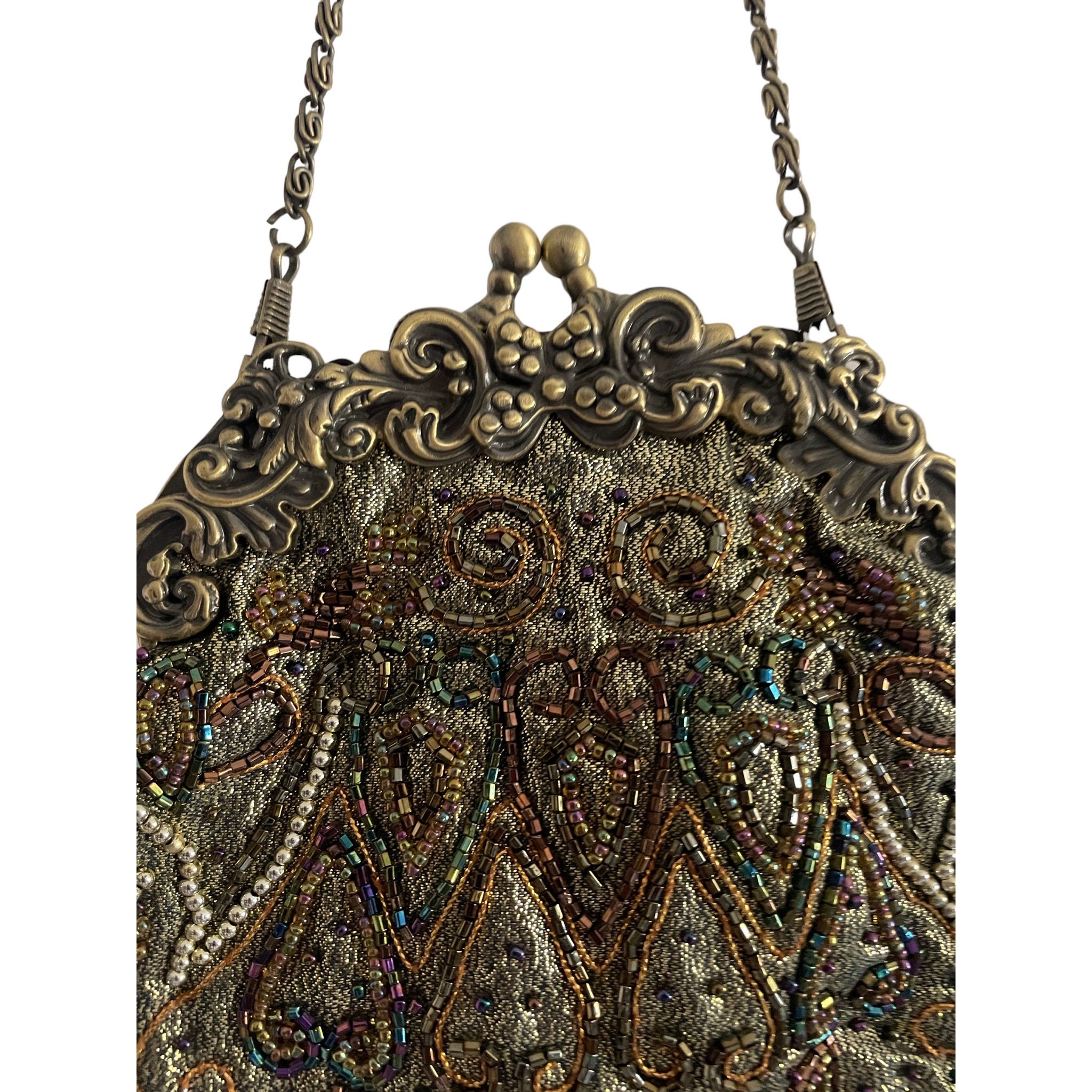 Vintage Beaded Embroidered Roaring 20s Style Art Deco Flapper Evening ...