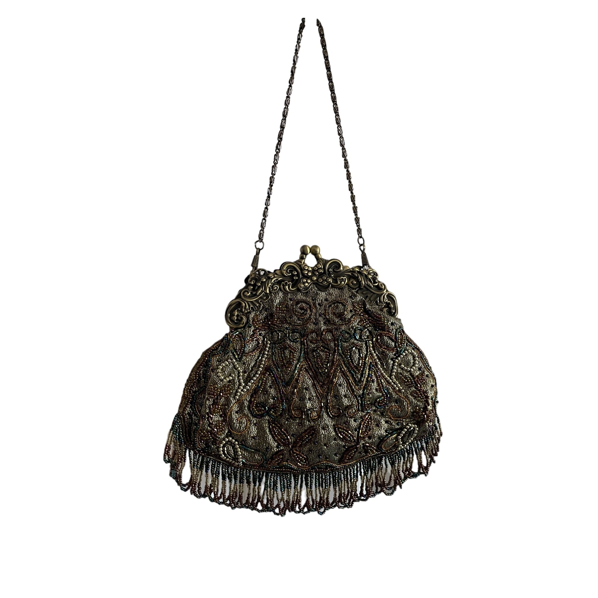 Vintage Beaded Embroidered Roaring 20s Style Art Deco Flapper Evening ...