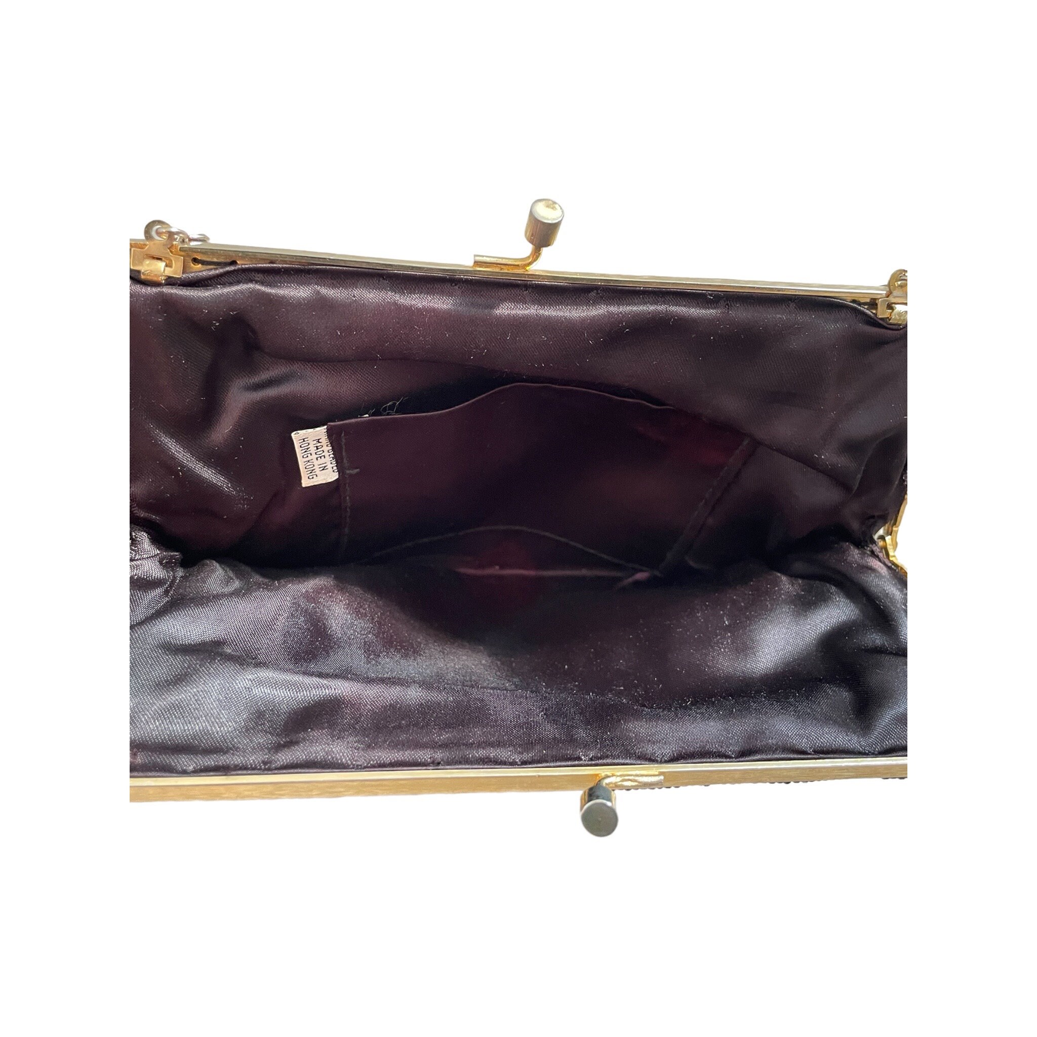Vintage 1940s Black Hand Beaded Glass Bugle Beads Clutch Evening Bag ...