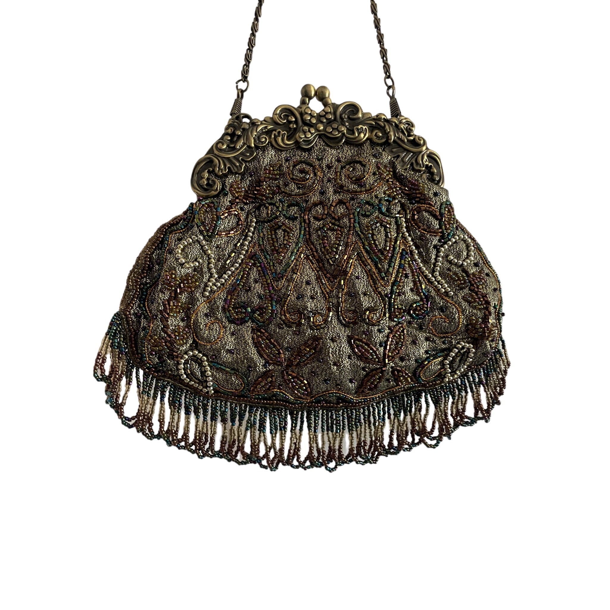 Vintage Beaded Embroidered Roaring 20s Style Art Deco Flapper Evening ...