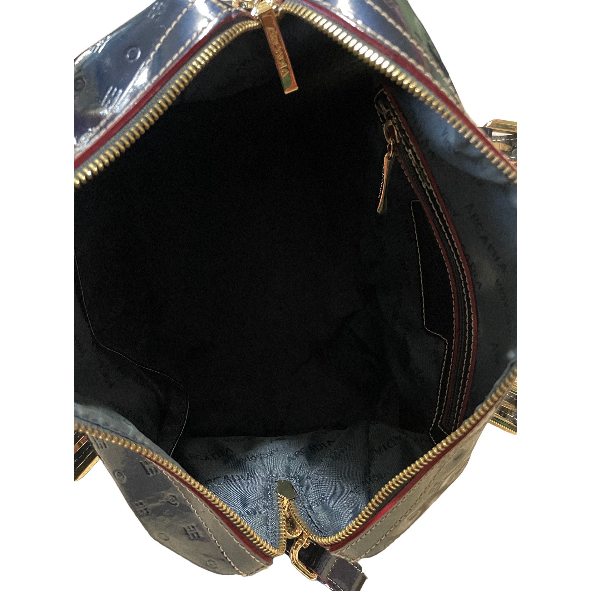 Authentic Arcadia Genuine Embossed Patent Leather Medium Ocean Blue Top ...