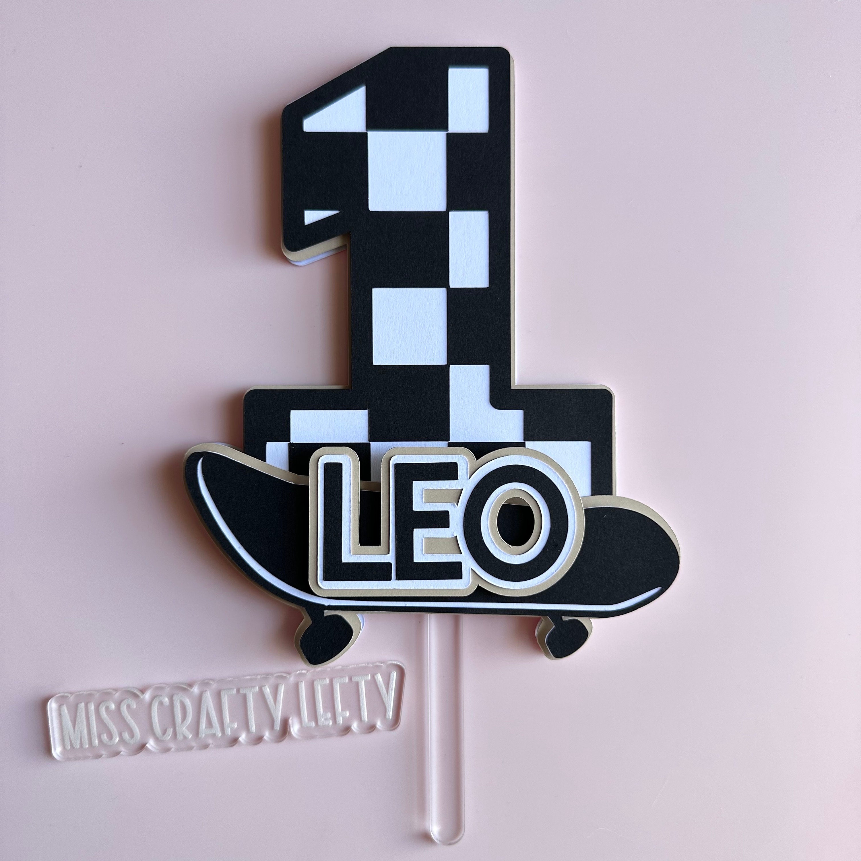 Checkered Skateboard Cake Topper | RAD Party Decorations | Checkered ...